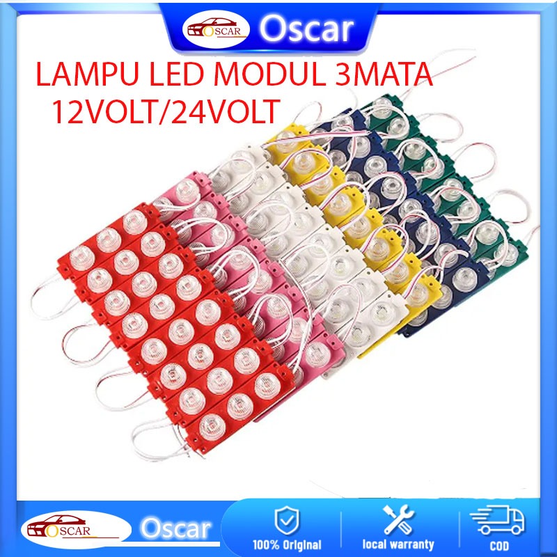 Jual LAMPU LED MODUL 3MATA SMD 7520 3030 12VOLT dan 24VOLT WATERPROOF 3 MATA 12V 24V 12 V VOLT ...
