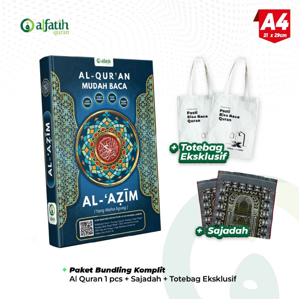 Jual Quran Terjemah Tajwid Per Ayat Latin Tajwid Perkata Rasm Utsmani Besar AL AZIM A4 | Shopee ...