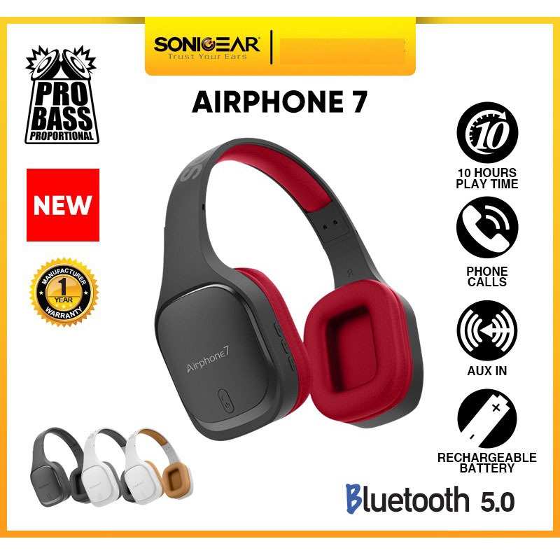 Jual Headset Sonicgear Airphone 7 Bluetooth Headphone Built In ...