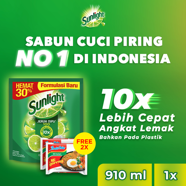 Jual Buy 1 Sunlight Lime 910mL FREE 2 Indomie 85g | Shopee Indonesia