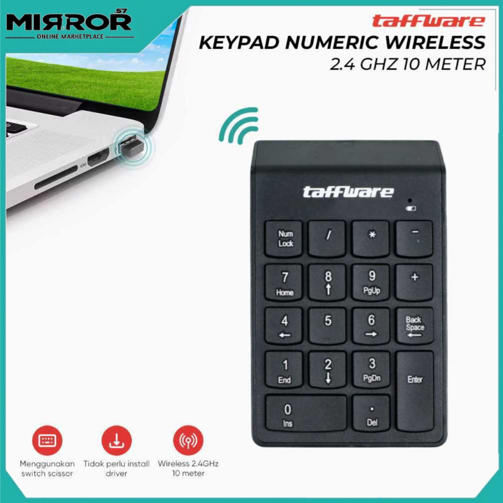 Jual Keypad Numeric Wirelles USB Keypad - TAFFWARE- Keypad Angka (Hitam ...