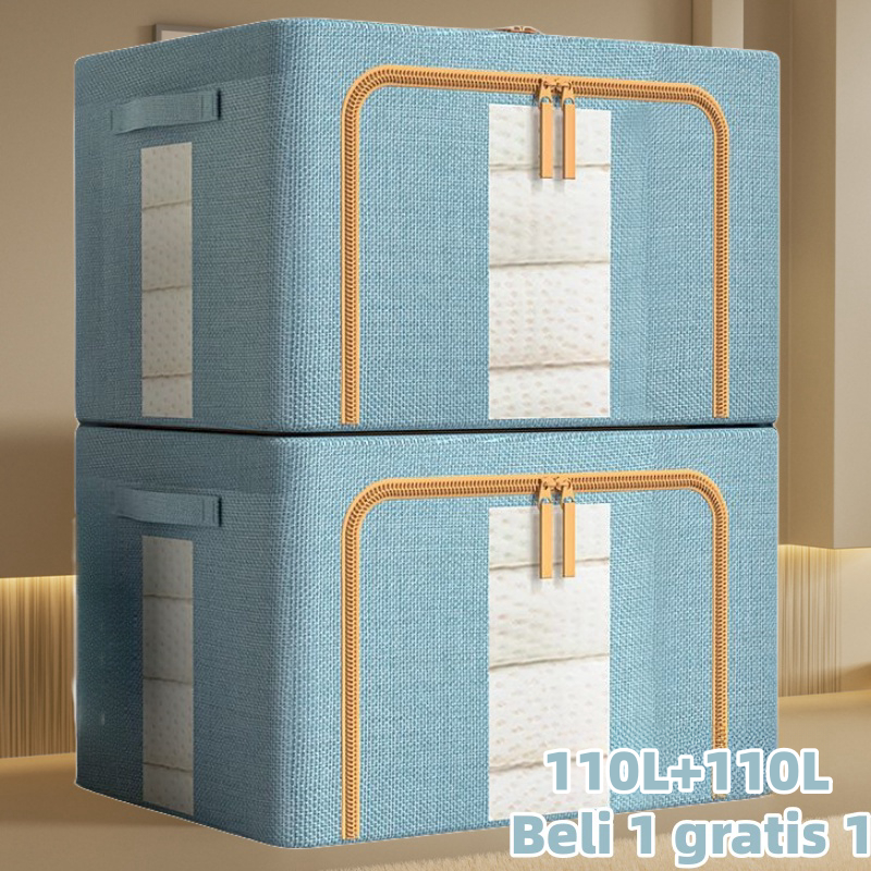 Jual linen katun lebih tebal organizer box Lipat storage box pakaian ...