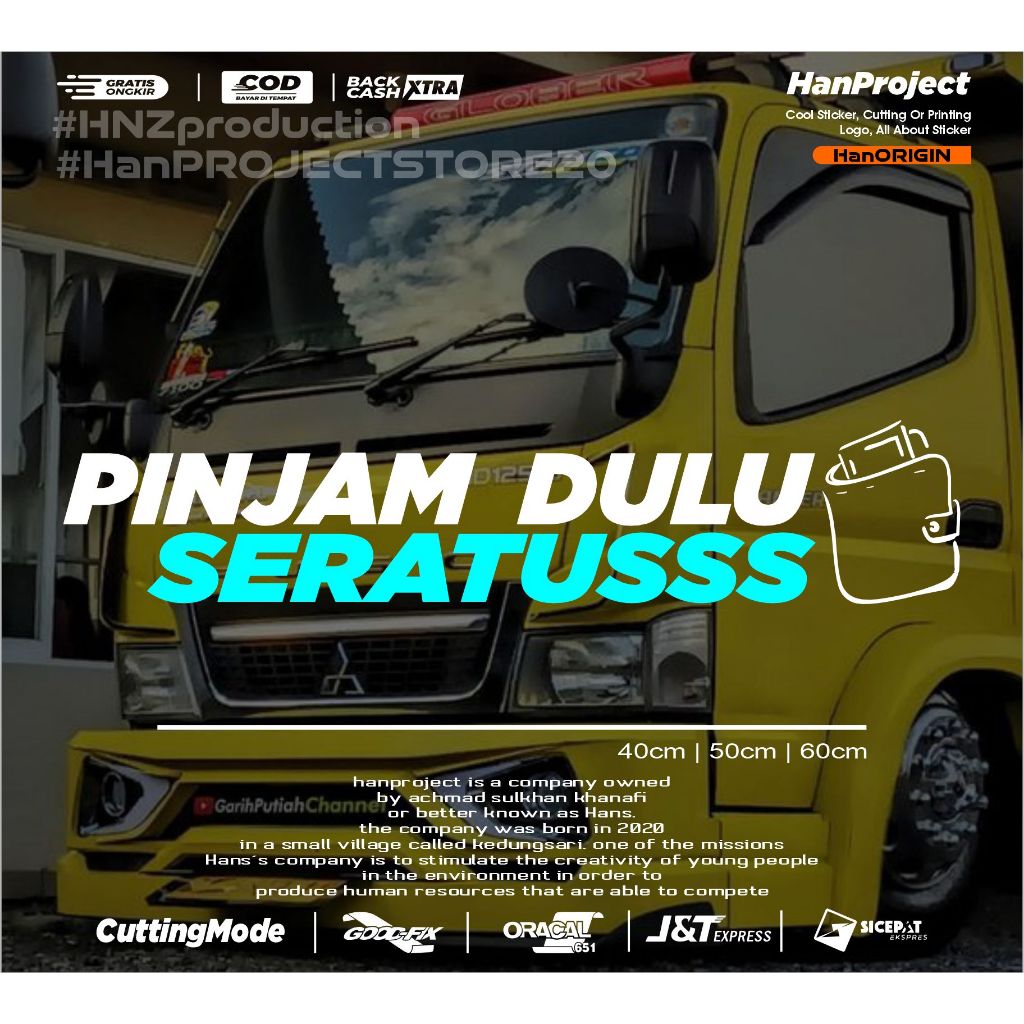 Jual STICKER CUTTING REFLECTIVE PINJAM DULU SERATUSS COCOK UNTUK KACA DAN BODY MOBIL TRUK PICK ...