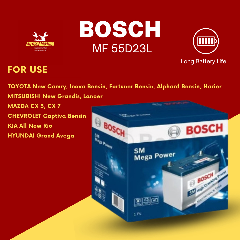 Jual Aki Mobil BOSCH 55D23L MF 60Ah // ORIGINAL BOSCH 100% | Shopee ...