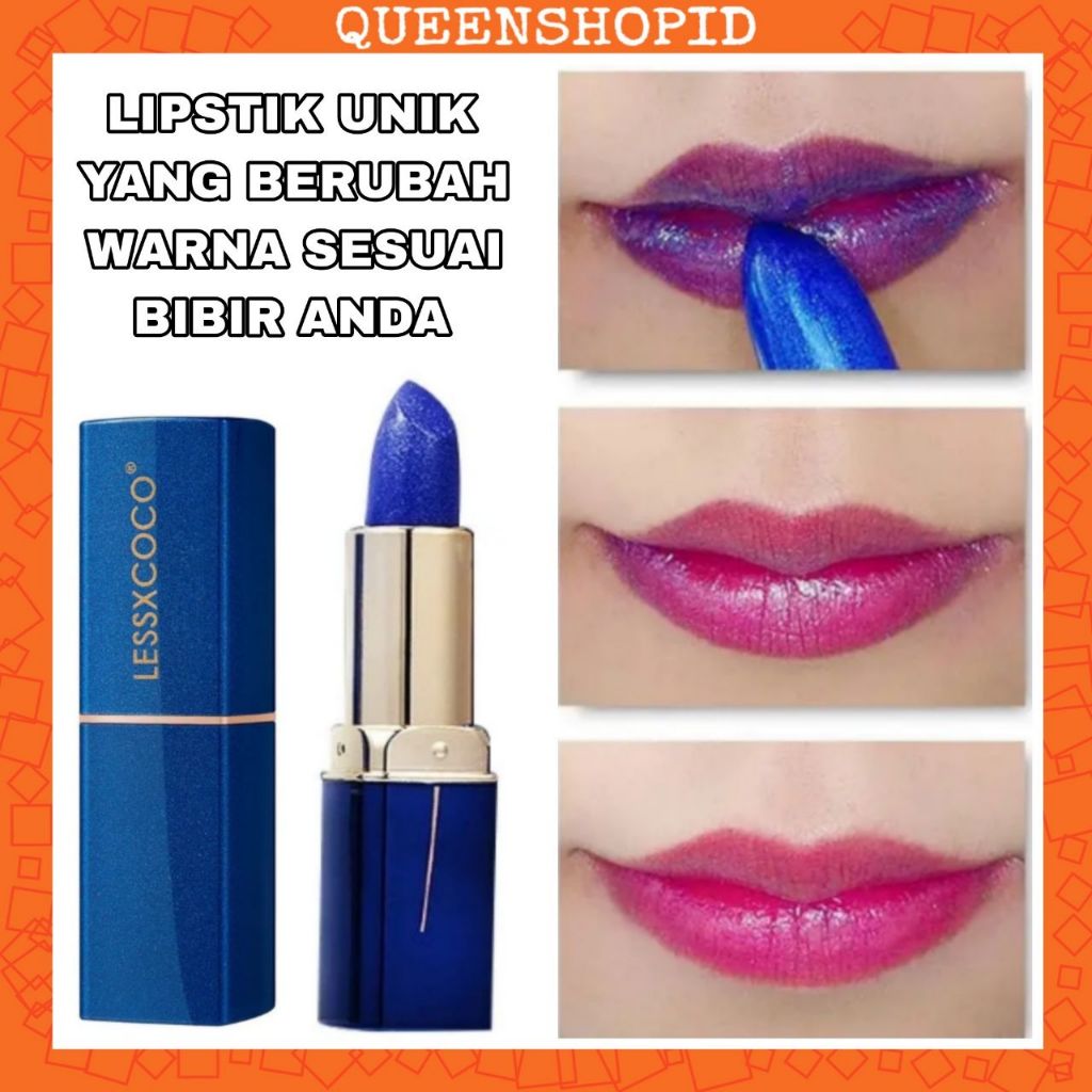 Jual Lessxcoco Lipstick Blue Color Changing Lip Gloss Rubah Warna Anti ...