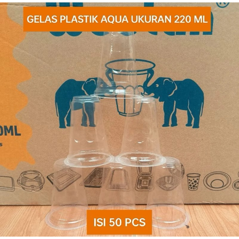 Jual Gelas Plastik Aqua 220ml / Gelas PP 220ml / Gelas Kopi @50pcs. | Shopee Indonesia