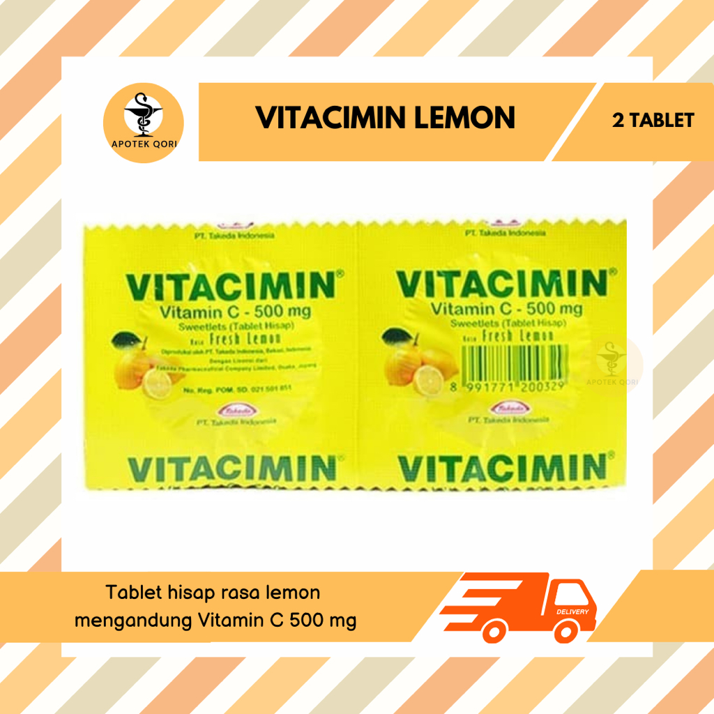 Jual VITACIMIN LEMON/TABLET HISAP VITAMIN C 500 MG/DAYA TAHAN TUBUH ...