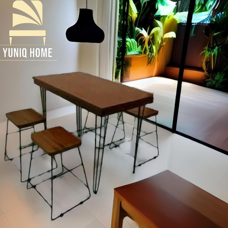 Jual 1 set meja kafe 4 kursi kafe kotak meja warkop meja makan meja ...