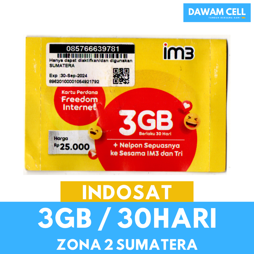 Jual PERDANA INDOSAT 3GB 30HARI NASIONAL | Shopee Indonesia