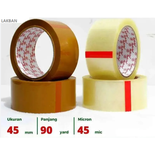 Jual solasi Isolasi isolatip selotip lakban Tape Bening Coklat 45mm Lengket Kuat | Shopee Indonesia