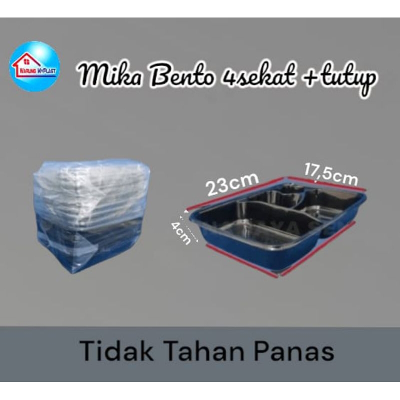 Jual Mika bento 4 sekat + tutup / Box bento (Isi 50 pcs) | Shopee Indonesia