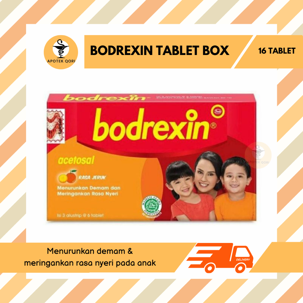 Jual BODREXIN BOX @ 16 TAB KUNYAH/STRIP @ 4 TAB/PENURUN DEMAM/PEREDA ...