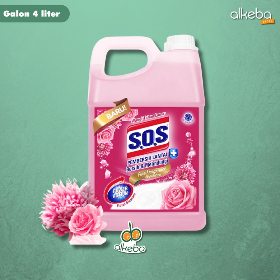 Jual SOS Floor cleaner 4 liter floral blossom sabun cuci lantai ...