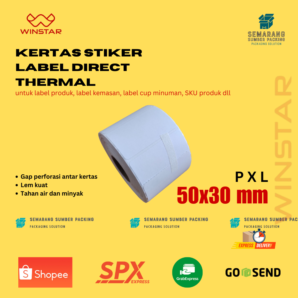 Jual Kertas stiker label direct thermal 50x30 mm isi 1000 pcs lebel ...