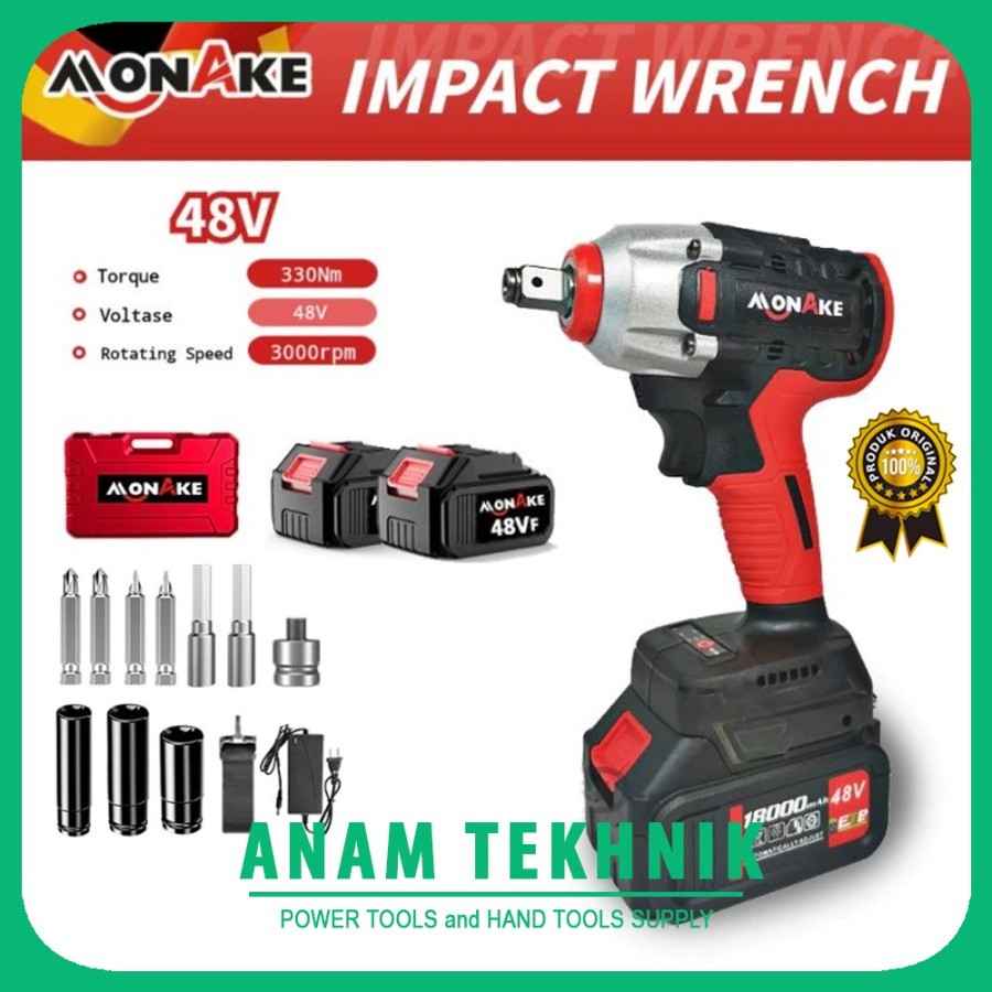 Jual MONAKE 48V Mesin Impact Drill Baterai Cordless Brushless Mesin bor ...