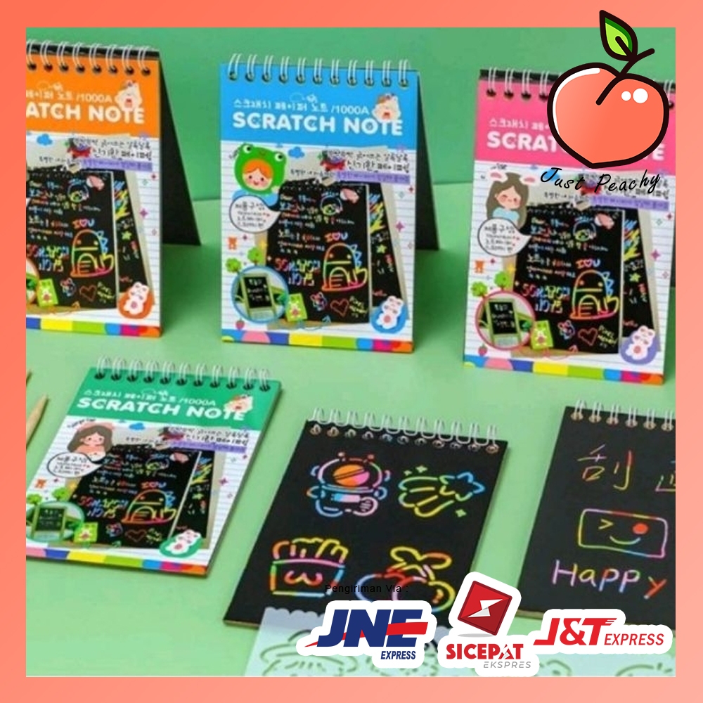Jual Scratch note buku melukis warna pelangi cartoon drawing book mainan anak cocok untuk kado ...