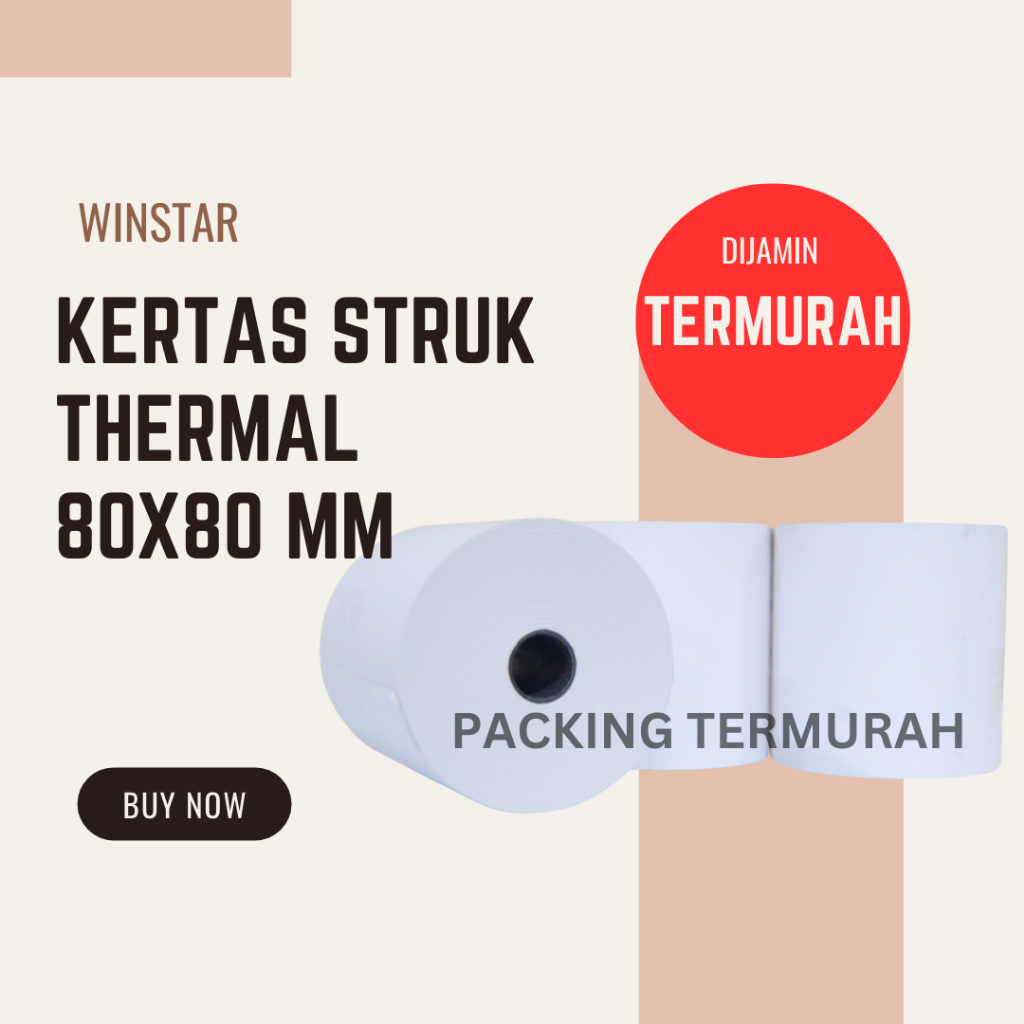 Jual Kertas Struk Thermal Uk. 80x80 Core 19mm | Shopee Indonesia