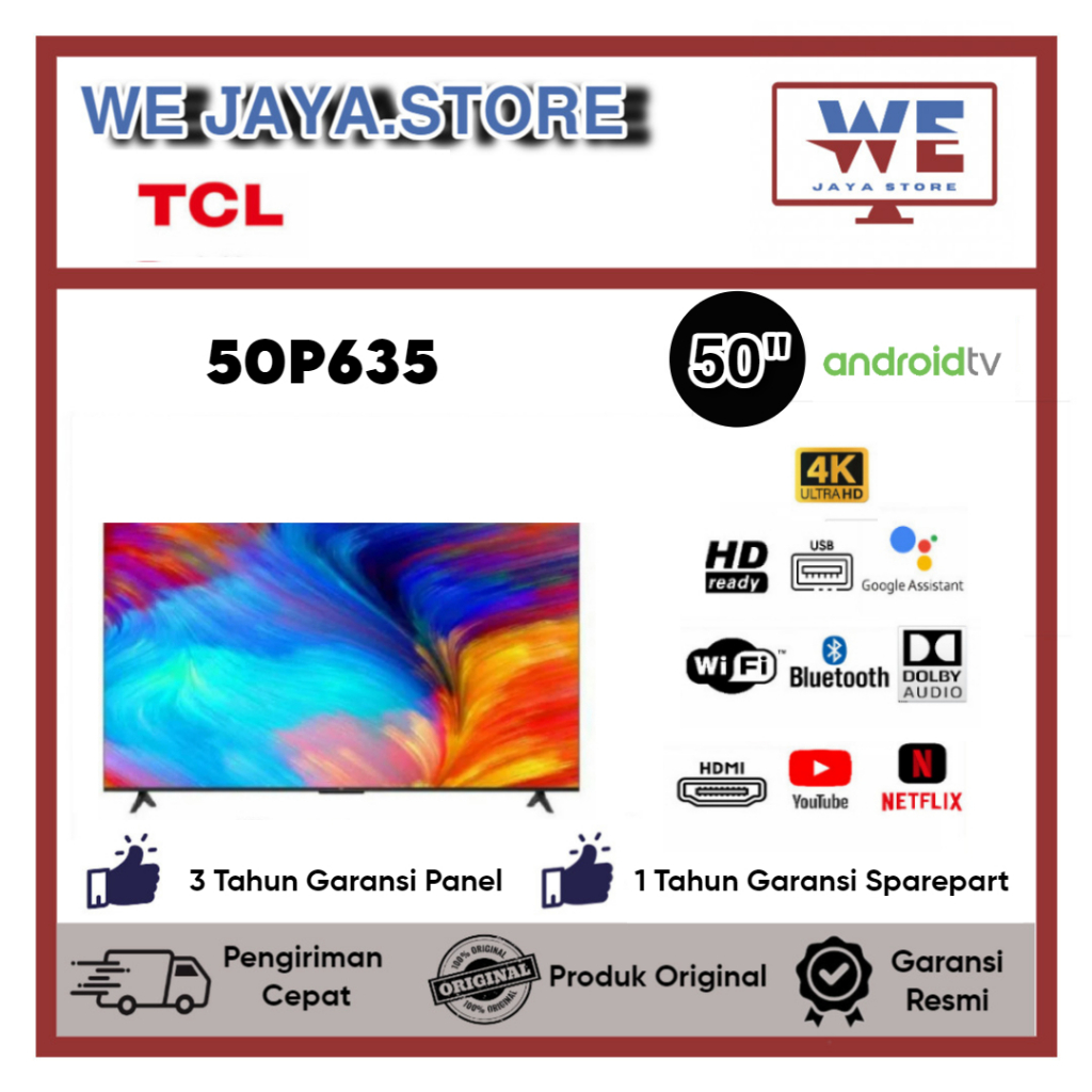 Jual TV LED TCL 50P635 LED TCL 50 Inch UHD 4K Android TV | Shopee Indonesia