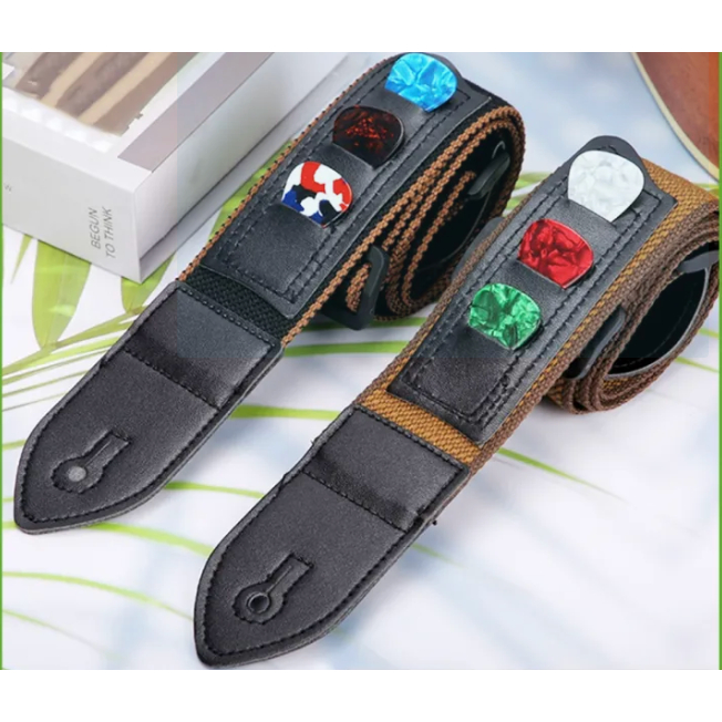 Jual Strap Gitar Akustik Elektrik Bahan Kanvas Kulit Premium | Shopee ...