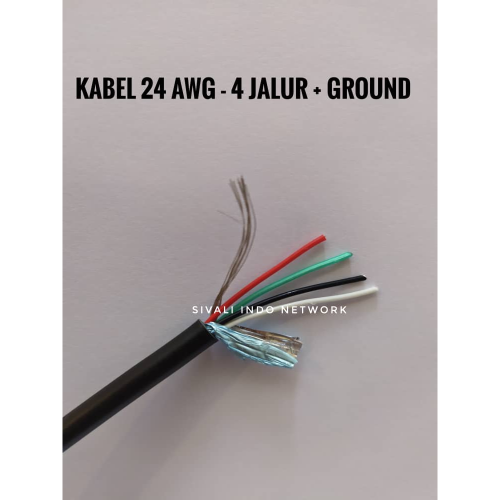 Jual KABEL 4 JALUR Plus Ground AWG 24 HITAM Kabel Sensor Kabel Kontrol ...