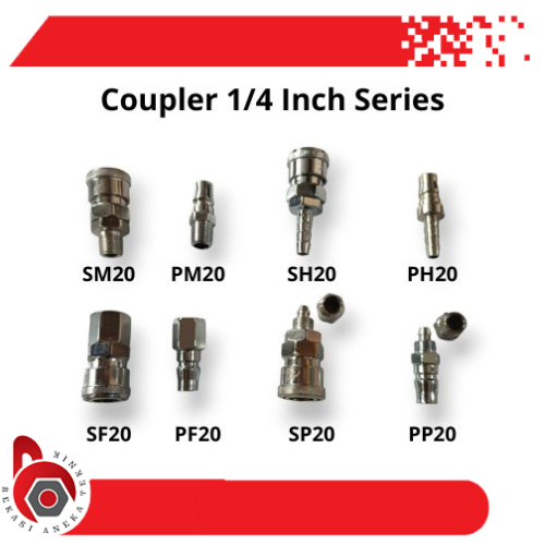 Jual Quick Coupler PF20 Drat Dalam Sambungan Selang Kompresor 1/4 Inch ...