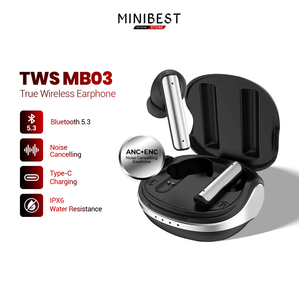 Jual MINIBEST MB03 TWS Earphone Headset Bluetooth V5.3 Noise Cancelling ...