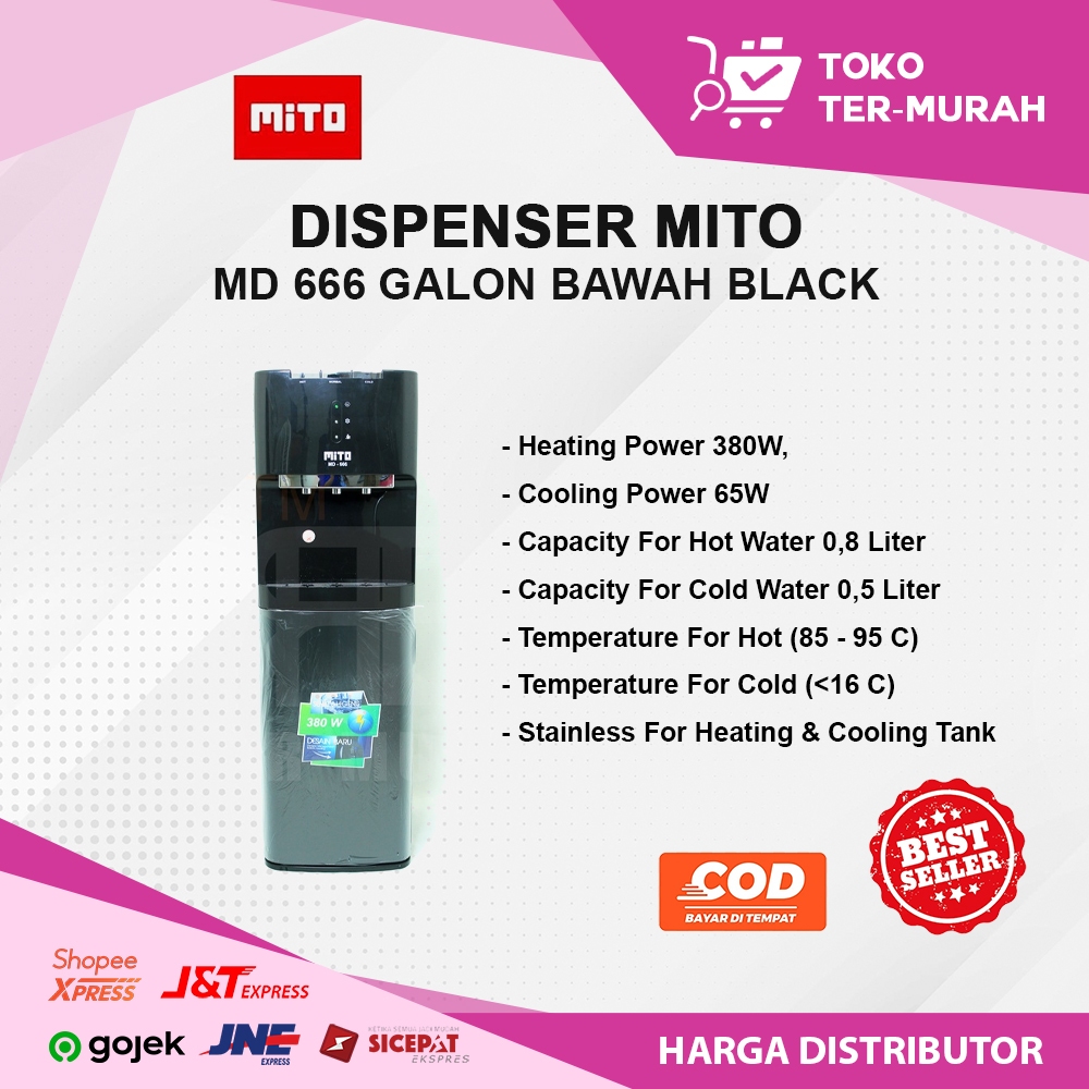 Jual DISPENSER MITO MD 666 GALON BAWAH BLACK DISPENSER DENGAN KOMPRESOR ...