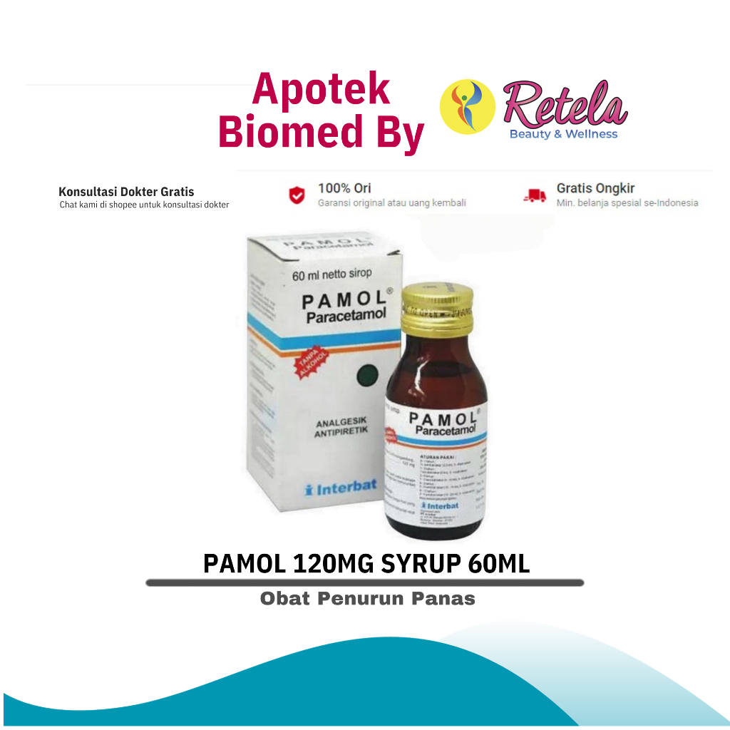 Jual PAMOL 120MG SYRUP 60ML/ PARACETAMOL/ PENURUN DEMAM | Shopee Indonesia