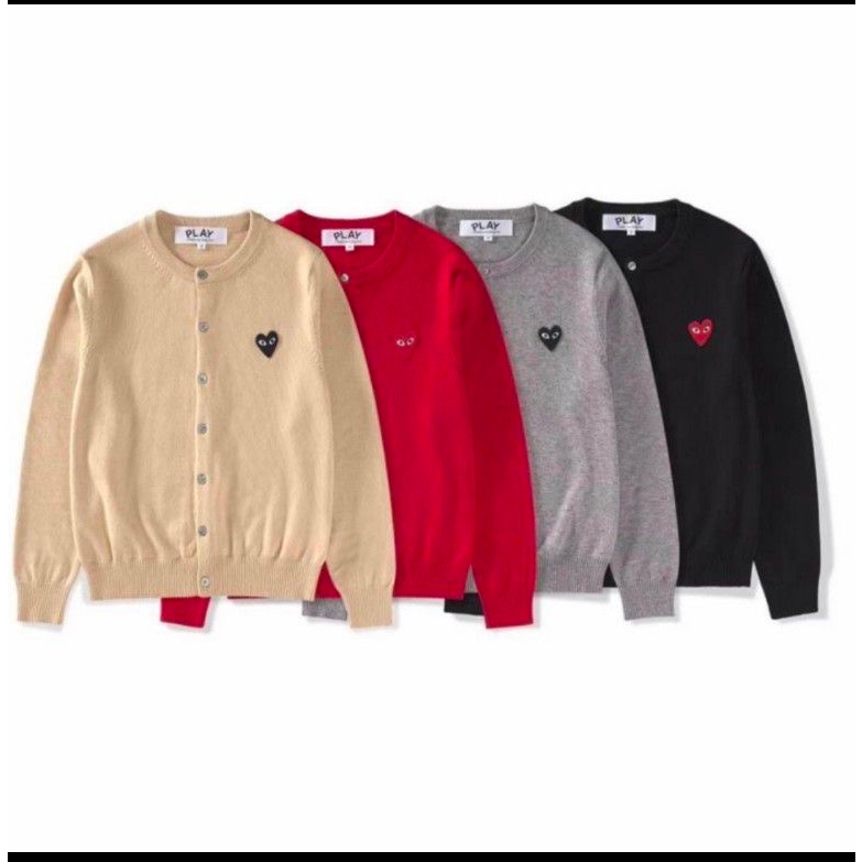 Jual CDG Play black heart knit cardigan Original (japan import ...