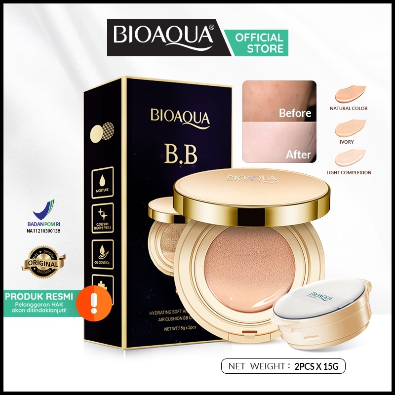 Jual BIOAQUA Hydrating Soft Flawless Air Cushion BB Cream Bedak Basah ...