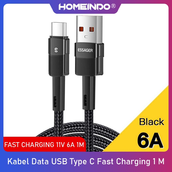 Jual Kabel Charger USB Type C Fast Charging 1 Meter Essager | Shopee ...