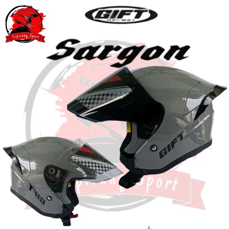 Jual HELM GIFT SARGON + spoiler solid /POLOS HALF FACE , SOLID PILIH ...