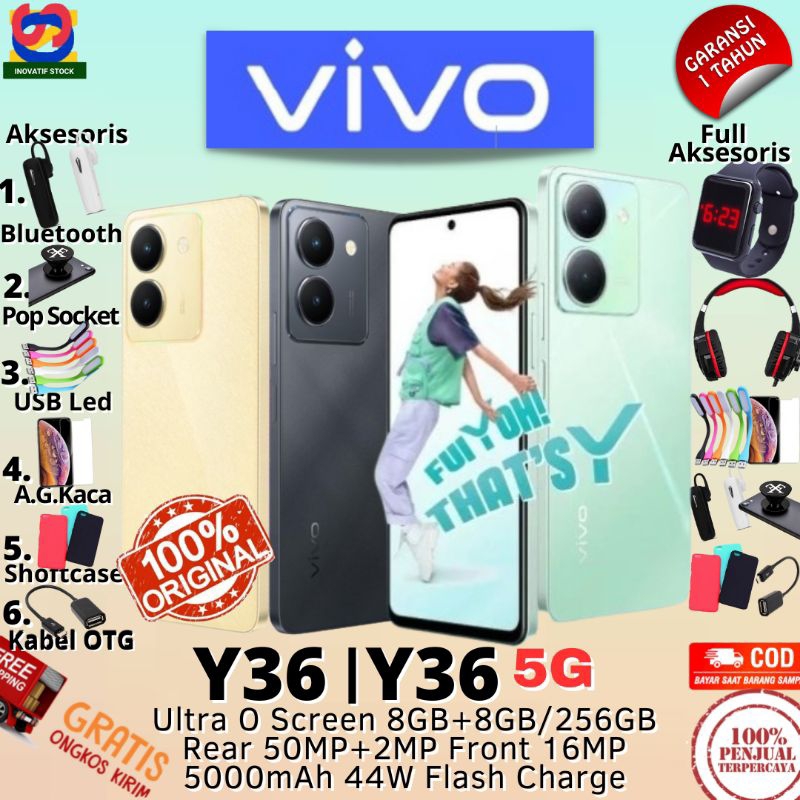 Jual HP BARU VIVO Y36 5G | Y35 8/256GB - 8/128GB RAM Up to 16GB GARANSI ...