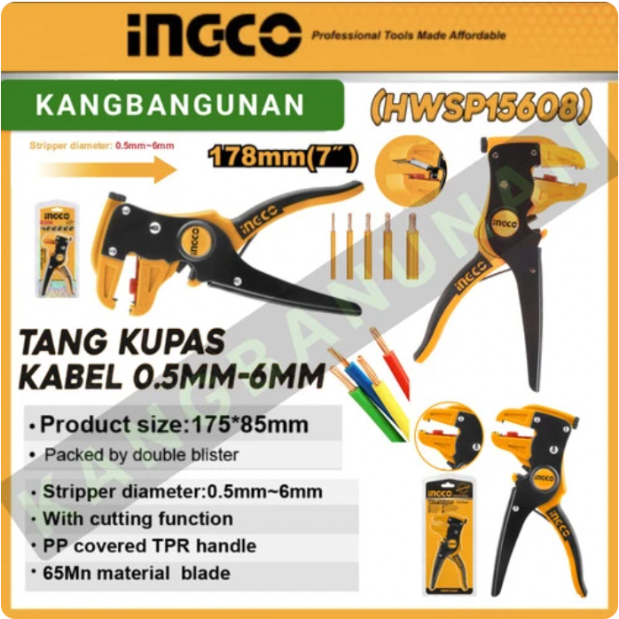 Jual INGCO Tang Kupas Kabel Cabel Kable Wire Cutter HWSP15608 178mm ...