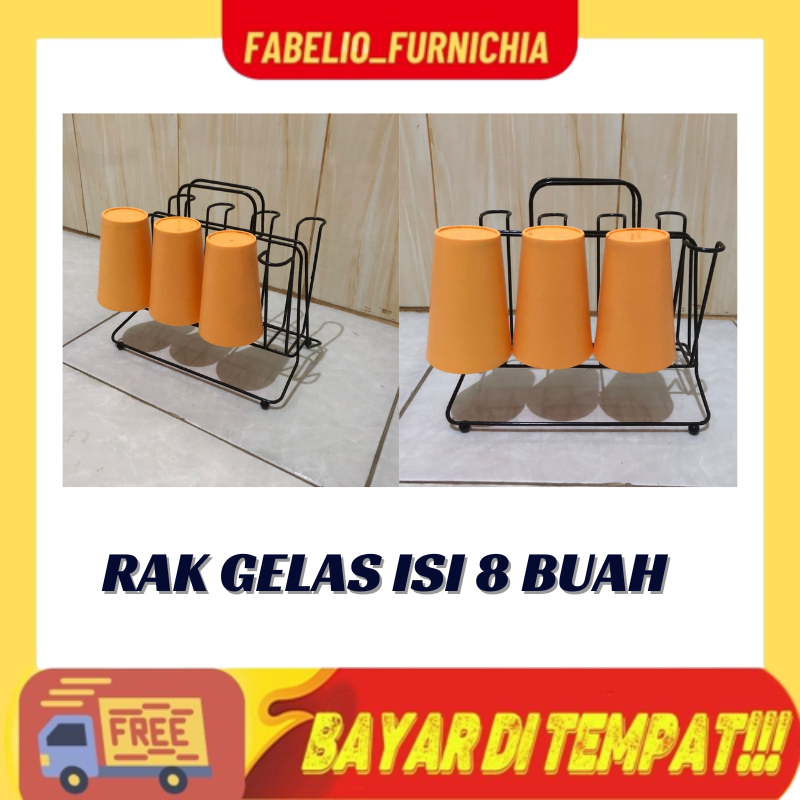 Jual Rak Gelas Isi 8 Buah Cantolan Dan Anti karat/Rak Dapur Berkualitas ...