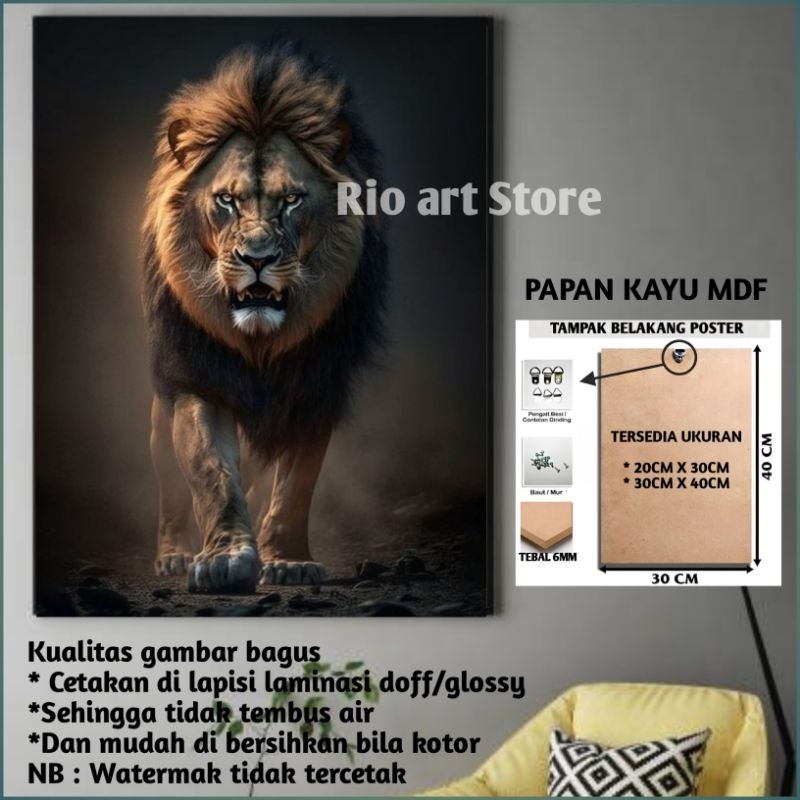 Jual Hiasan dinding poster singa keren1 untuk walldekor atau dekorasi ...