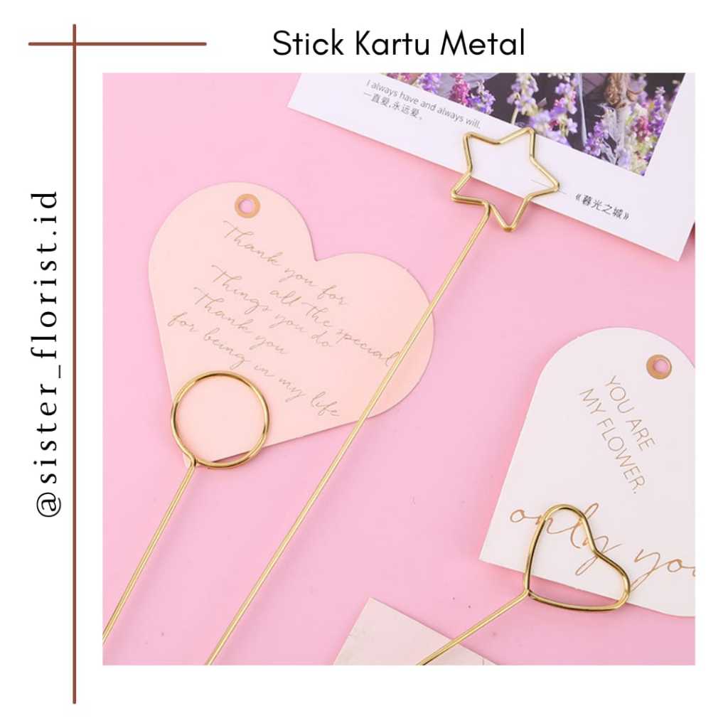 Jual SF048 Stick Card Metal / Stik Kartu Ucapan atau Foto untuk Buket ...