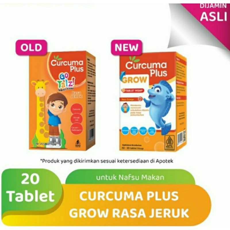 Jual Curcuma plus GROW Tablet Hisap isi 20 tablet Curcuma Go Talz ...
