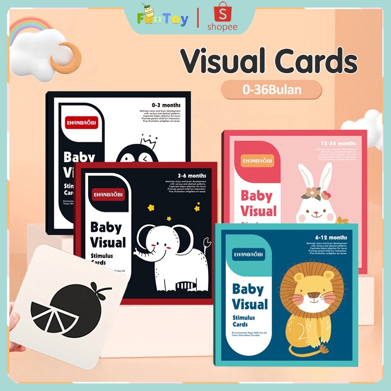 Jual FUNTOY 0-36 Month Mainan Kartu Stimulasi Visual Bayi Flashcard ...