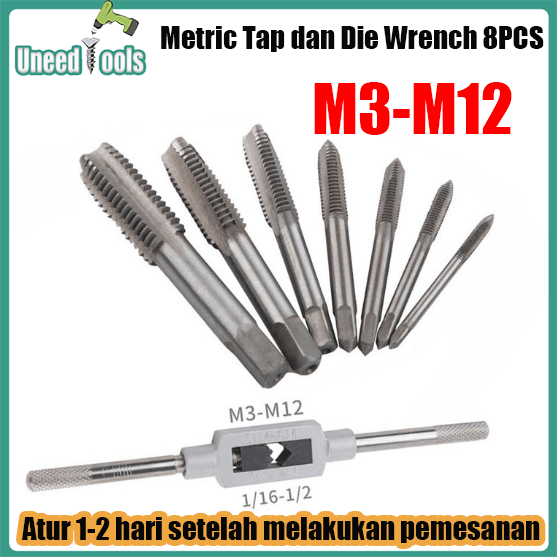 Jual "UneedTools Mata Tap Set 8pcs Lengkap Hand Tap Alat Membuat Drat ...