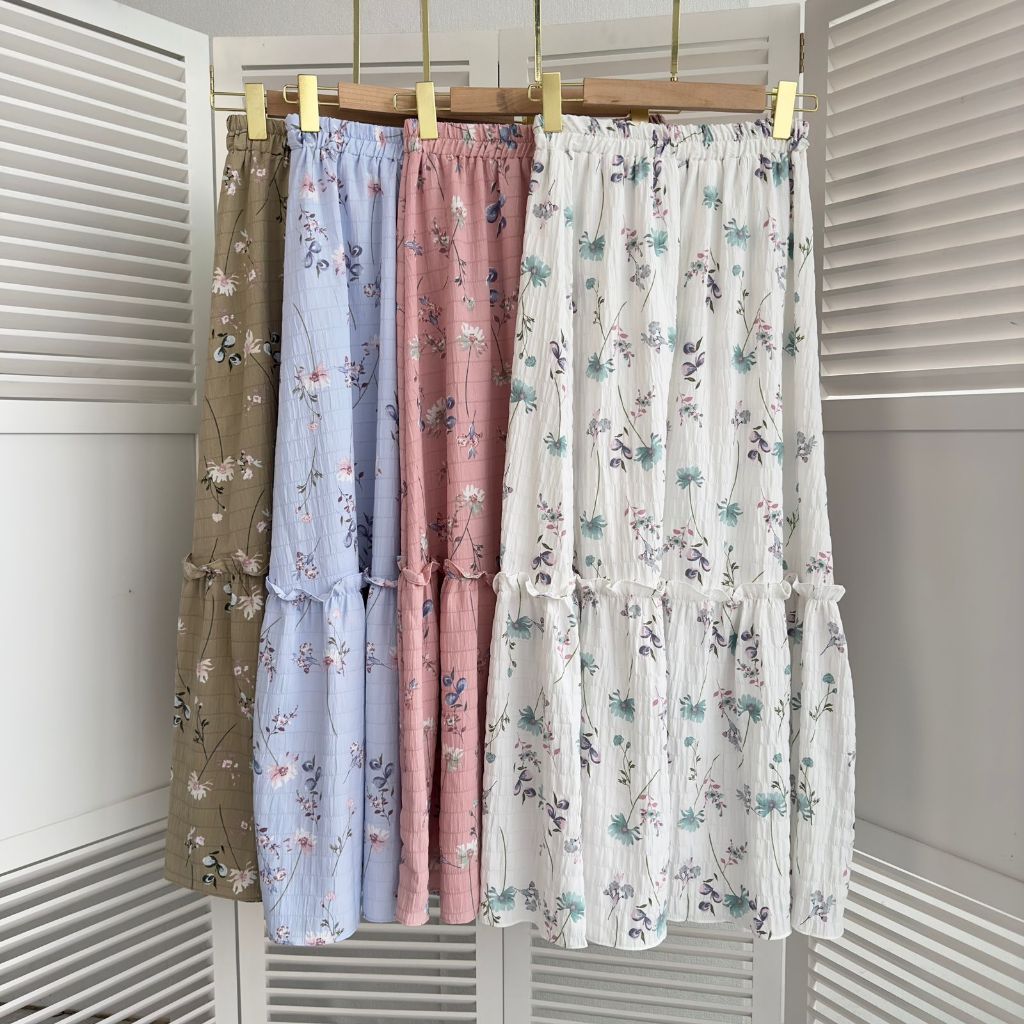 Jual Rok Bunga Korea / Skirt Flower / Rok Panjang Wanita bahan cott ...