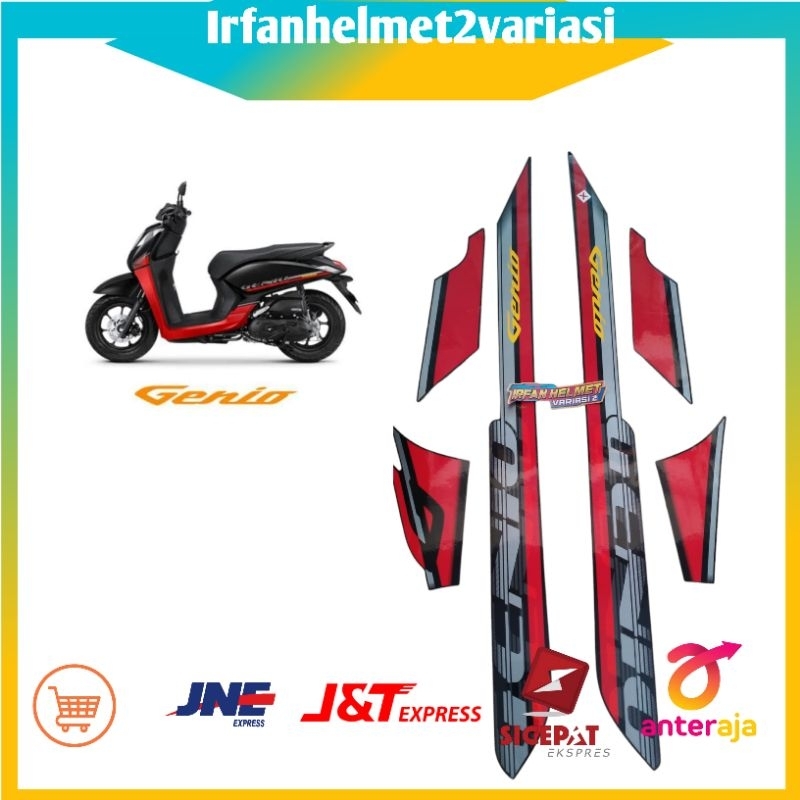 Jual STIKER STRIPING MOTOR GENIO CBS 110 TAHUN 2023 HITAM MERAH STIKER ...