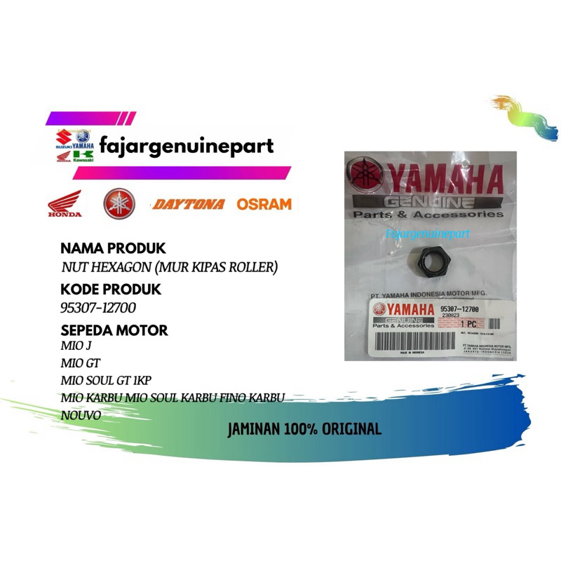 Jual Mur kruk as mur kipas roller mio nouvo mio j xride nut hexagon ...