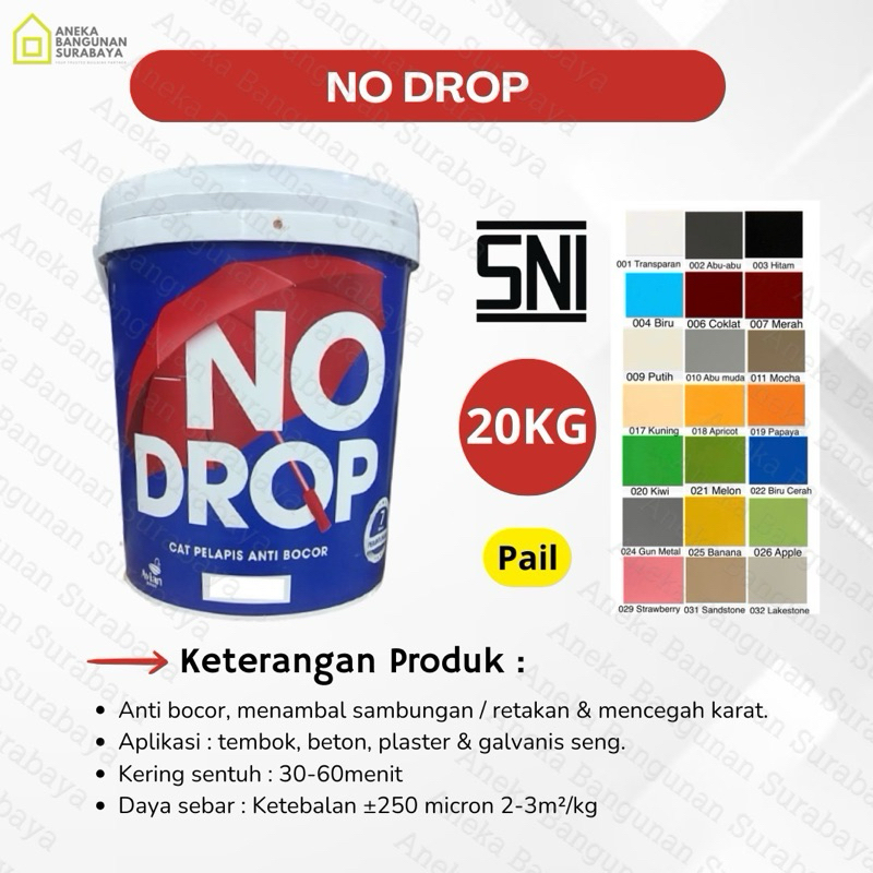 Jual NO DROP 20kg | Cat Pelapis Anti Bocor No Drop pail 20 kg waterproofing | Shopee Indonesia