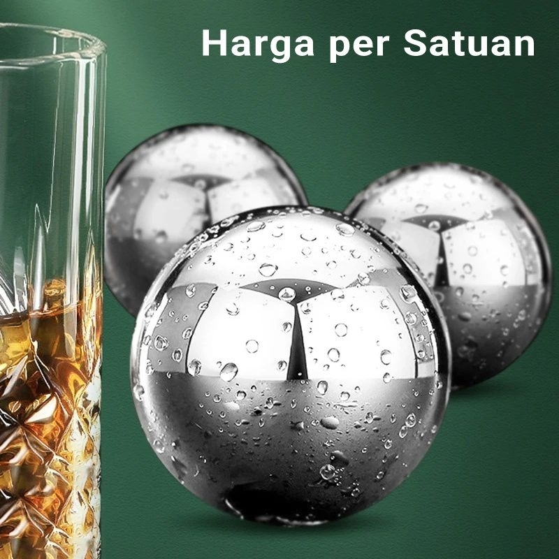 Jual Es Batu Stainless Reusable Ice Ball Bulat Bola Diameter 55 ...