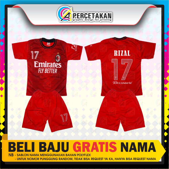 Jual Jersey Bola AC Milan Setelan Gratis Sablon Nama, Baju Futsal, Kaos Bola, Pakaian Olahraga ...