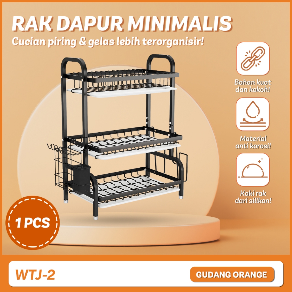 Jual GUDANG02 - Rak Dapur 3 Susun Rak Piring Bahan Besi Cat Coating ...