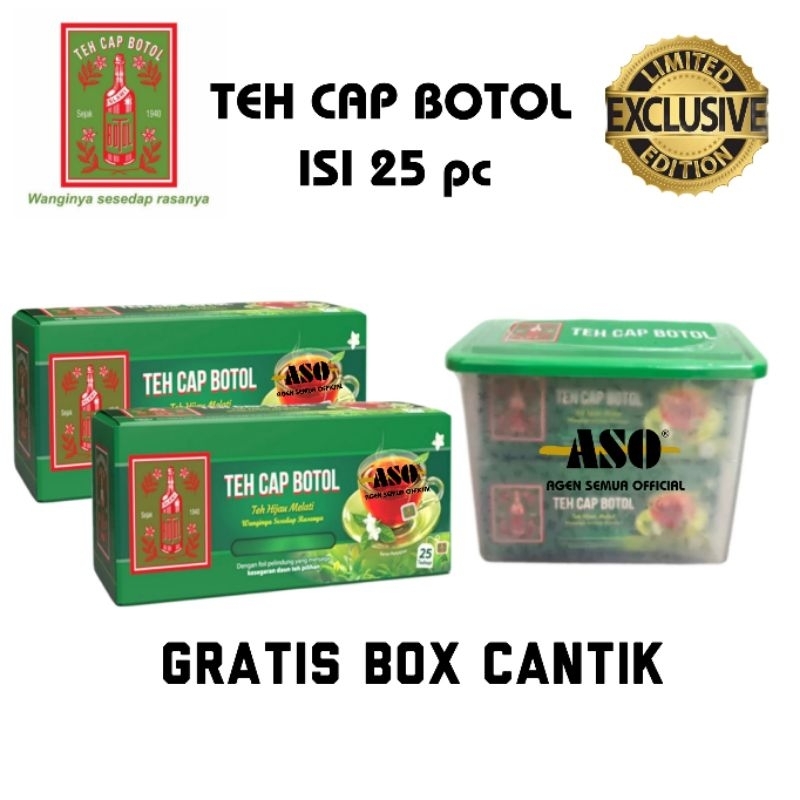 Jual PAKET TEH CAP BOTOL HIJAU celup Aroma Melati ( isi 25 ) GRATIS BOX ...