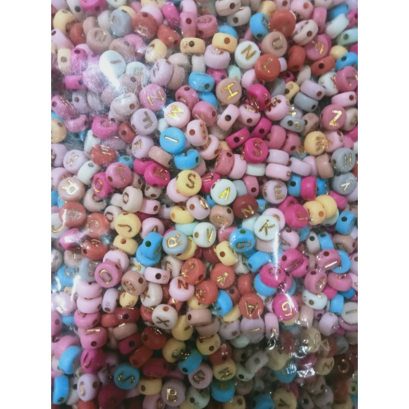 Jual Mote manik huruf abjad bulat pipih tulisan emas berat sepon ...
