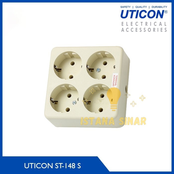 Jual UTICON Stop Kontak 4 Lubang Segi Colokan Listrik Persegi colok kotak | Shopee Indonesia